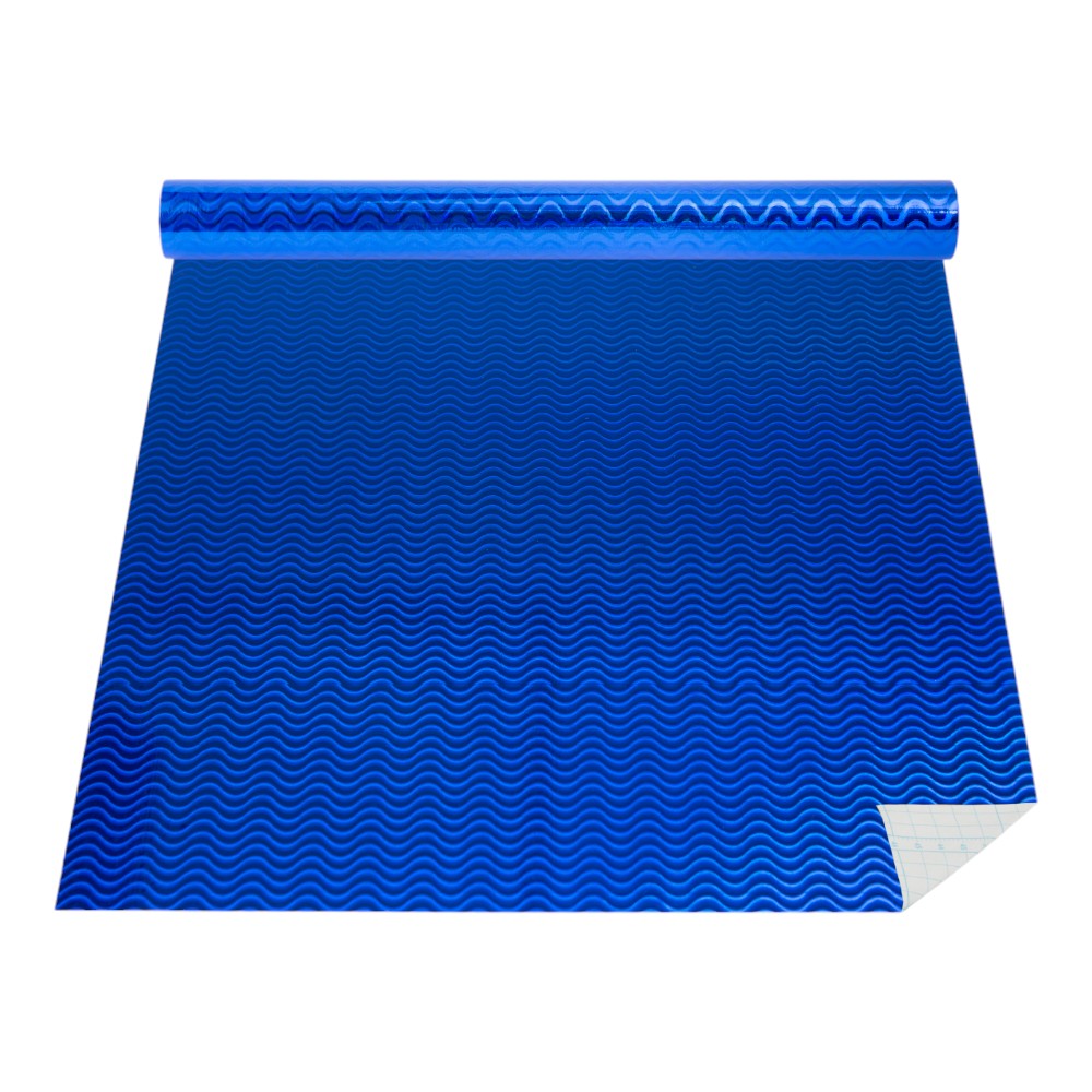 ROLLO ADHESIVO LAMA 45CM X10MT HOLOGRAFICO AZUL OLAS C/U ...