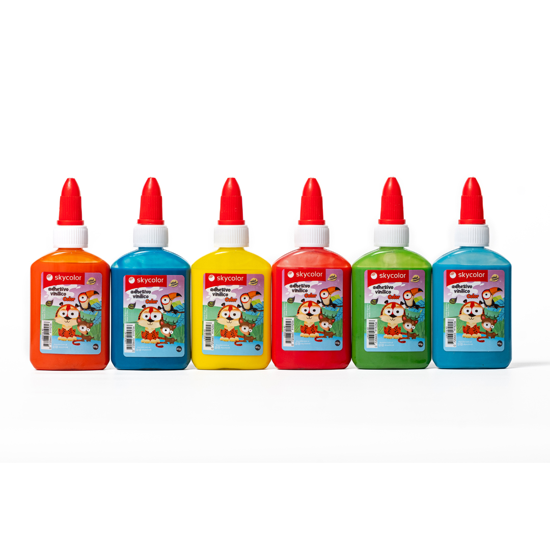 ADHESIVO COLOR SKYCOLOR 40G SURTIDO X24U – Distribuidora La Colo