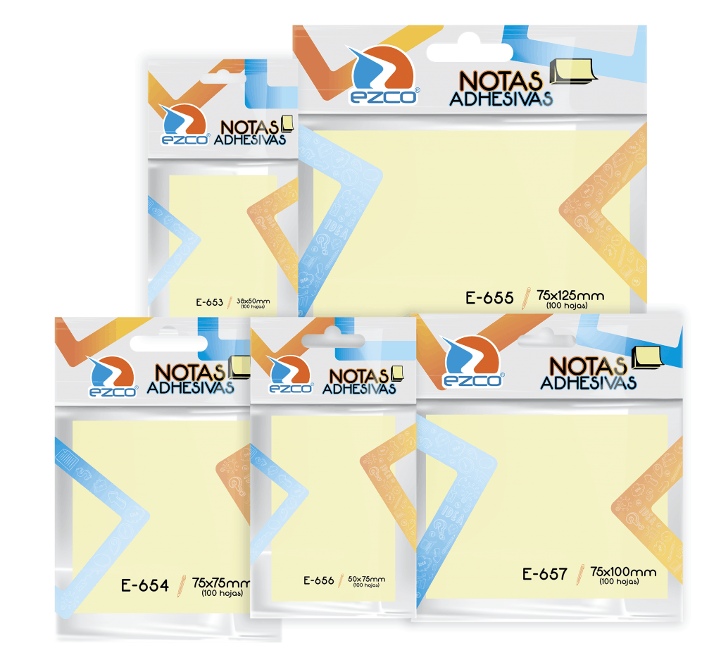 NOTA ADHESIVA EZCO 75X75 AMARILLO 100HS (E654) C/U – Distribuidora La Colo